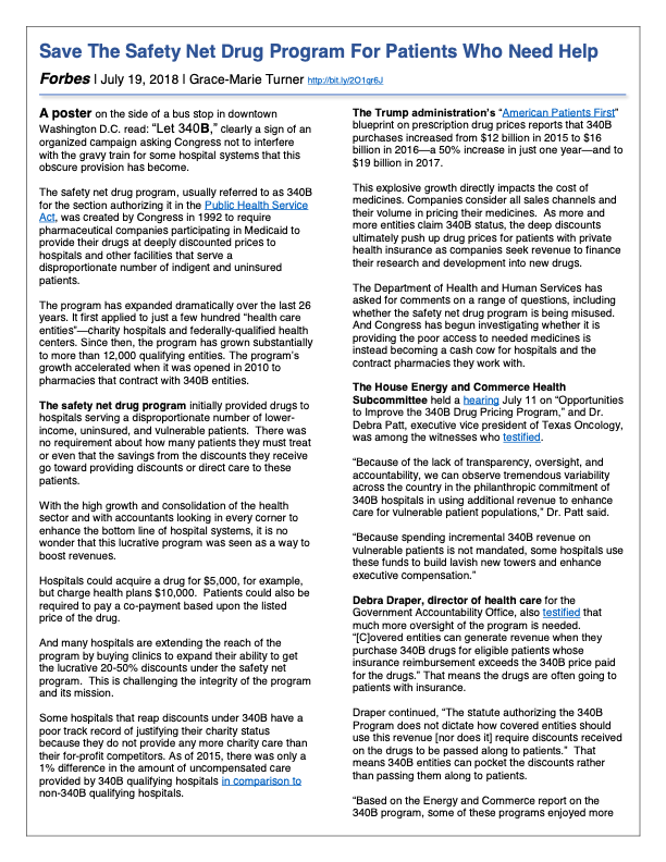 Forbes_071918 | Save The Safety Net Drug Program For Patients Who Need Help
